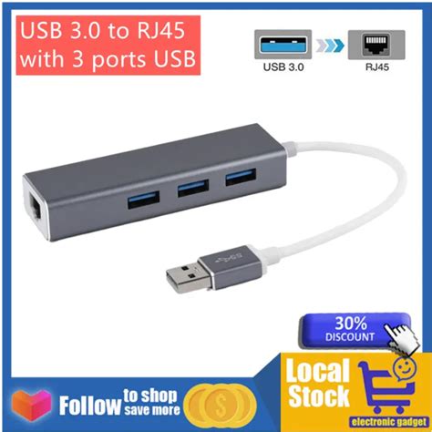 Usb 3 0 To Rj45 Ethernet Lan Network Adapter For Pc Mac Ethernet Adapter With 3 Ports Usb