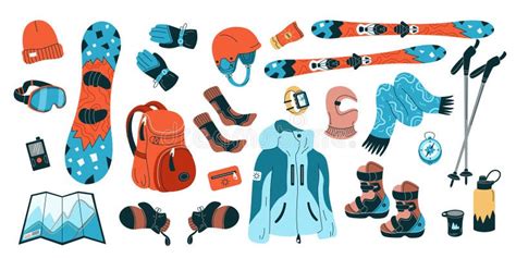 Active Winter Sports Equipment Flat Color Vector Objects Set Stock Vector Illustration Of