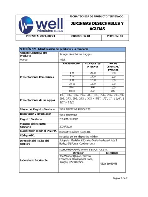 11 Fc 01 Geringas Desechables Jeringas 1600372 Pdf
