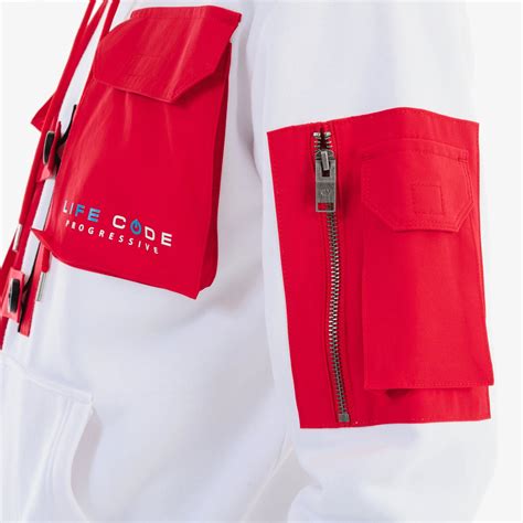 J35 Red White Utility Hoodie Life Code