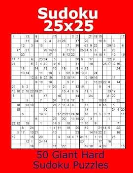 Sudoku 25x25 50 Giant Hard Sudoku Puzzles Worksheets Library