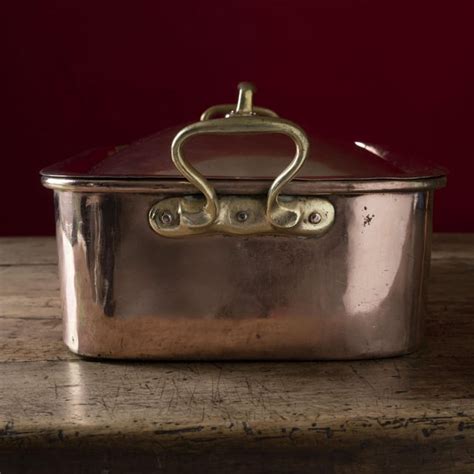 Elegant Copper Roaster With Bronze Handles Rcoppercookware
