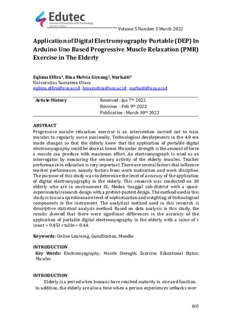 pdf application of digital electromyography portable dep in arduino