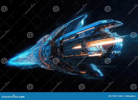 Intergalactic Spaceship Breaking The Light Speed Barrier And Traveling At Faster Than Light