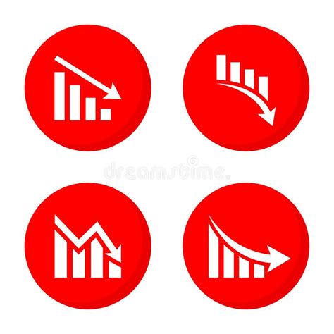 Decreasing Graph Icon Vector In Flat Style Market Crash Concept Stock Vector Illustration Of