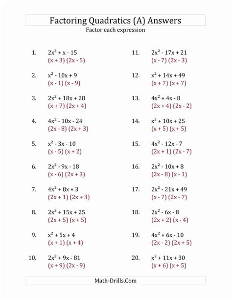 Factoring Linear Expressions Worksheet E