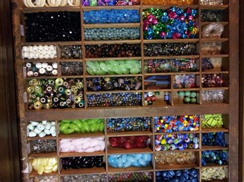 Colorful Glass Beads In Repurposed Printer Tray
