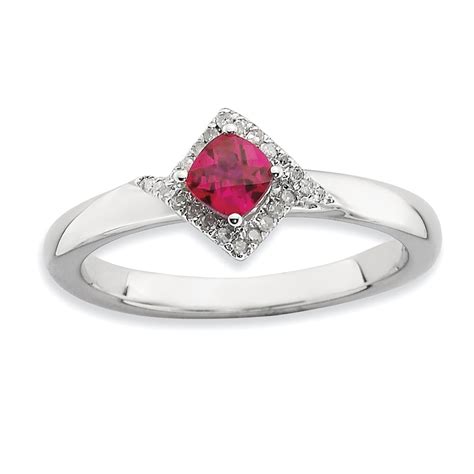 Created Ruby And Diamond Sterling Silver Polished Ring