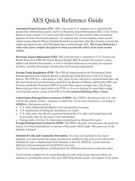 Aes Export Filing Essentials Guide Pdf Trade Business