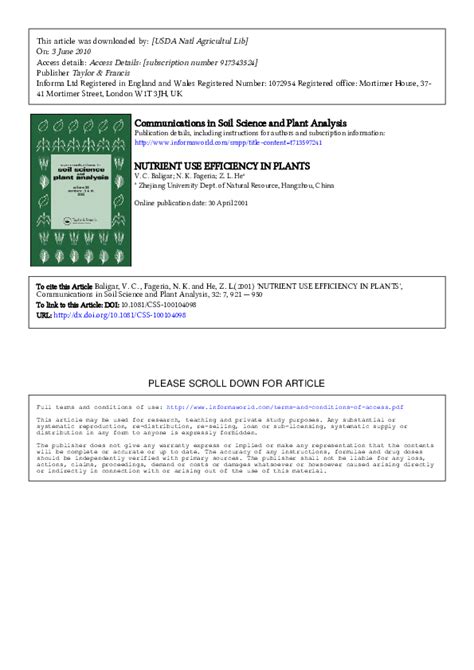 Pdf Nutrient Use Efficiency In Plants