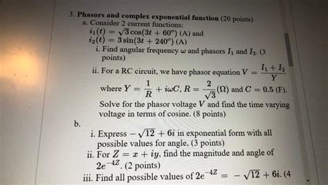 solved 3 phasors and complex exponential function 20