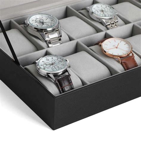 12 Slots Watch Box Black With Glass