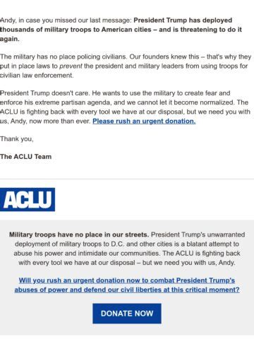 Email Inspiration From Aclu Email Love