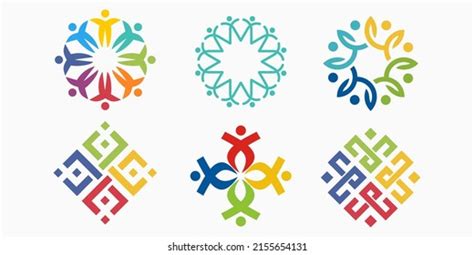 People Together Logo Icon Set Logo Stock Vector Royalty Free