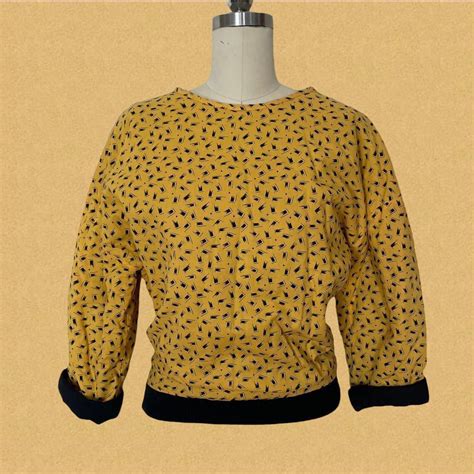 Vintage Yellow And Black Patterned Top From The 80s Depop