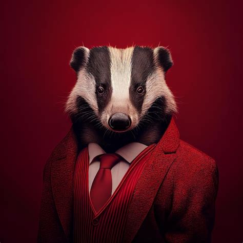 Un Hombre En Un Traje Con Un Tejón En él Foto Premium