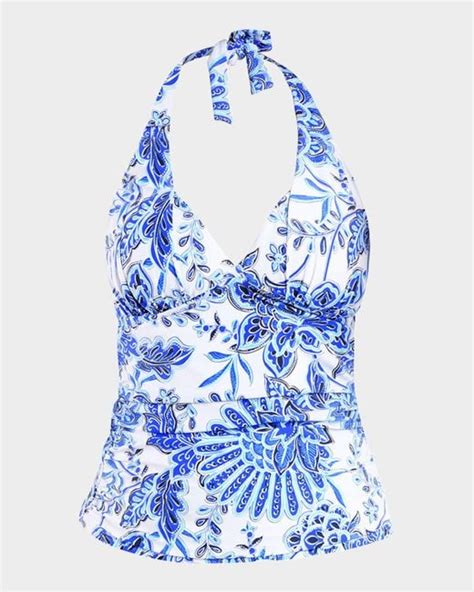 La Blanca Beyond Haler Goddess Tankini Swim Top In Blue Lyst