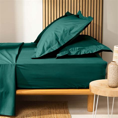 Drap Housse Coton Bio 180 X 200 Cm Biolina Vert émeraude Linge De