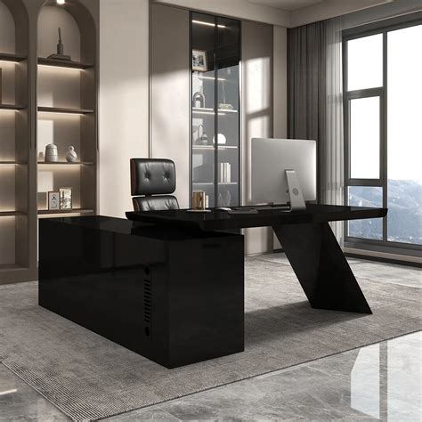 Absolutely Black L Shape Desk Baf Home Aseel Furniture