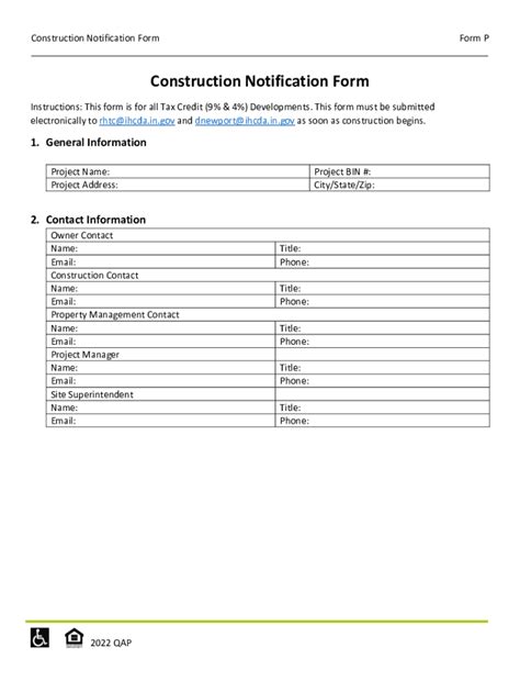 Fillable Online Blank Sample Form P Construction Notification Form
