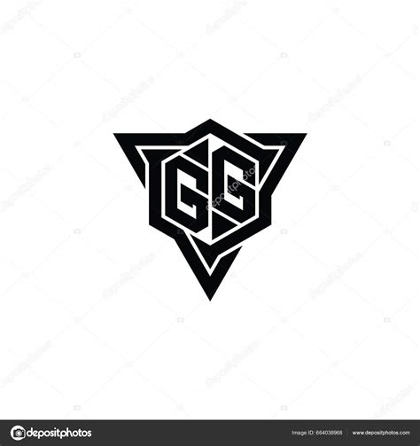 Letter Logo Monogram Hexagon Shape Triangle Outline Sharp Slice Style