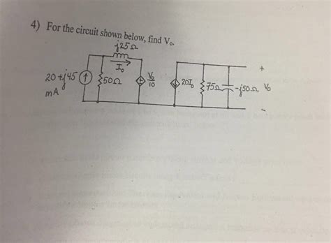 Solved For The Circuit Shown Below Find V Chegg