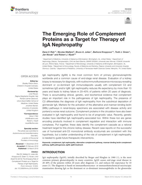 Pdf The Emerging Role Of Complement Proteins As A Target For Therapy