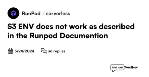 s3 env does not work as described in the runpod documention runpod