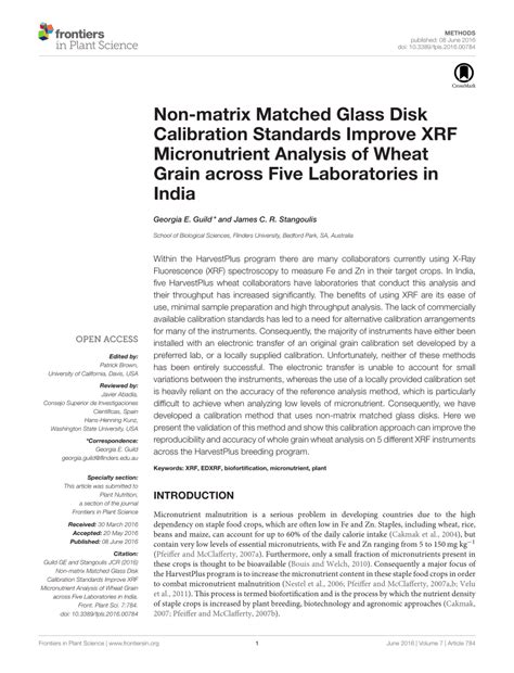 Pdf Non Matrix Matched Glass Disk Calibration Standards Improve Xrf