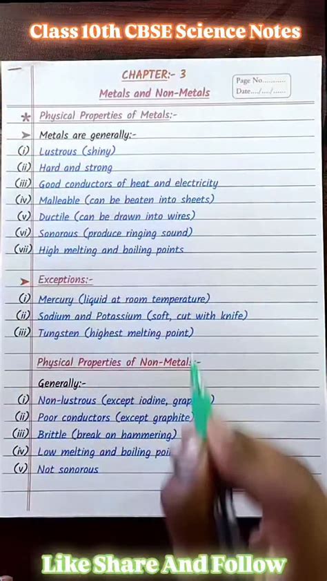 Short Notes Of Science Class 10