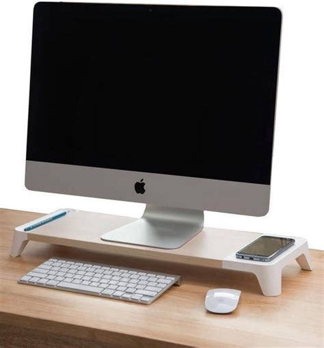 Woody Monitor Standaard Met Wireless Charger Geschikt Voor Apple