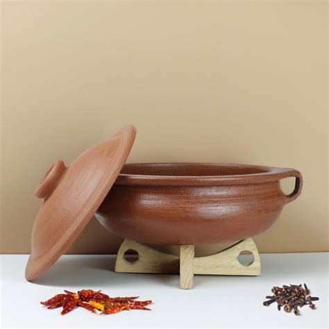Buy Dilaab Urali Clay Pot With Lid Brown 3000 Ml Online In India