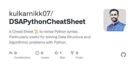 Github Kulkarnikk07dsapythoncheatsheet A Cheat Sheet 📜 To Revise
