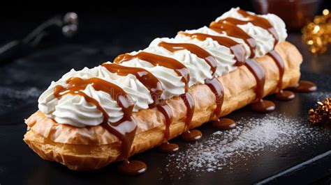 Traditional French Eclairs Filled With Cream Crispy Eclair With Cream