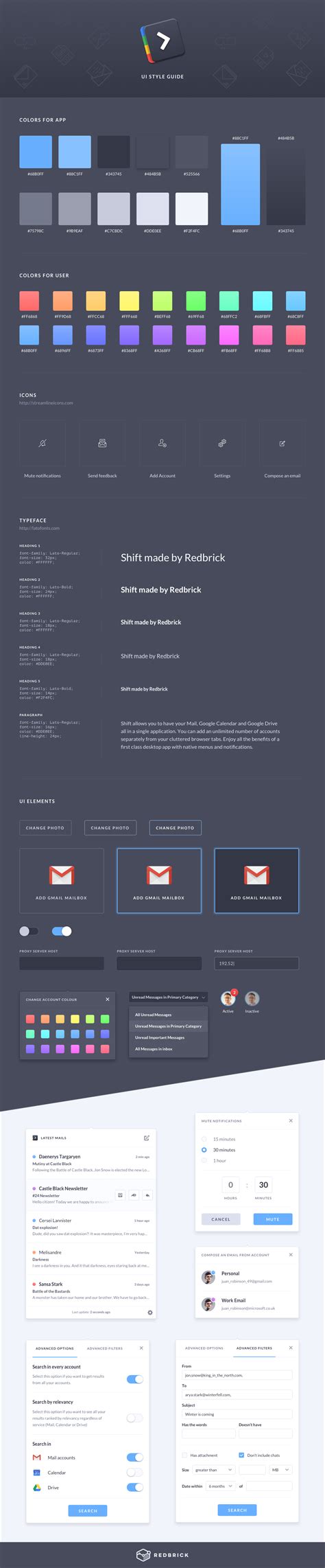 Dribbble Shift Ui Style Guide Full Preview Png By Mateusz Dembek