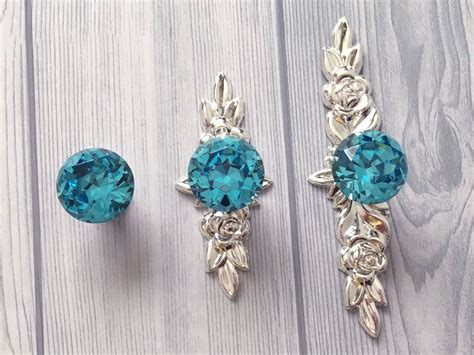Blue Glass Knobs Dresser Knob Pull Crystal Drawer Knobs Pulls Etsy