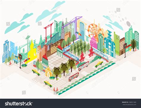 Isometric Buildings City Map Illustrator Vector Stock Vector Royalty Free 238051360 Shutterstock