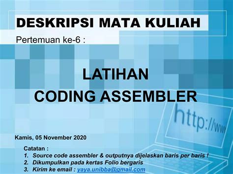 Pemrograman Tingkat Rendah Pertemuan Ke 6 Latihan Coding Ppt