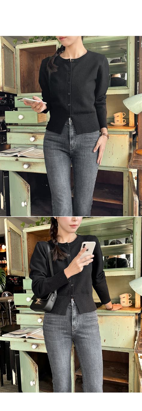 기계세탁가능니트가디건 솜사탕 라운드 니트가디건 6컬러시보리라운드넥긴팔