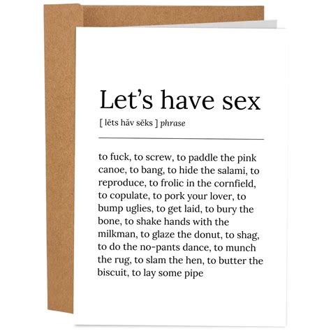 Lets Have Sex Definition Funny Valentines Day Card Naughty Greeting