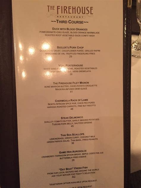 Menu At The Firehouse Restaurant Sacramento