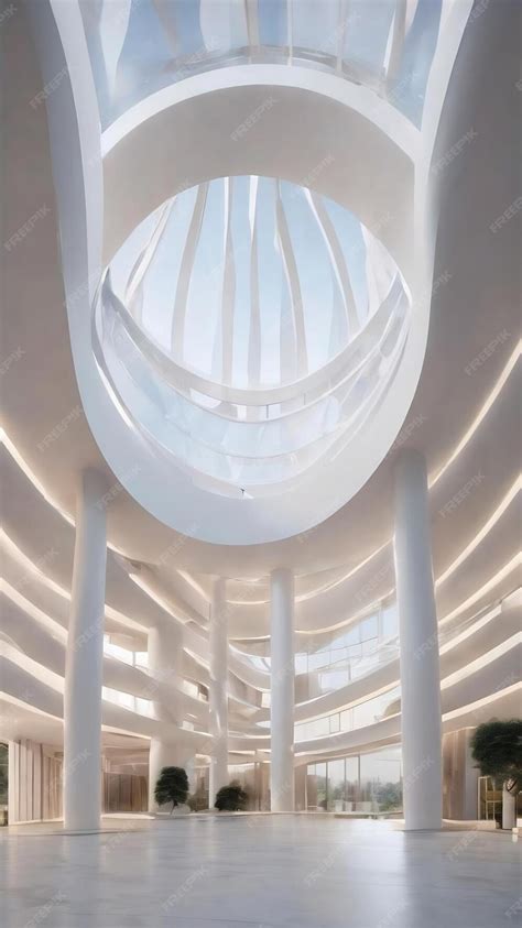 Premium Photo Abstract White Circular Architecture Concave And Convex