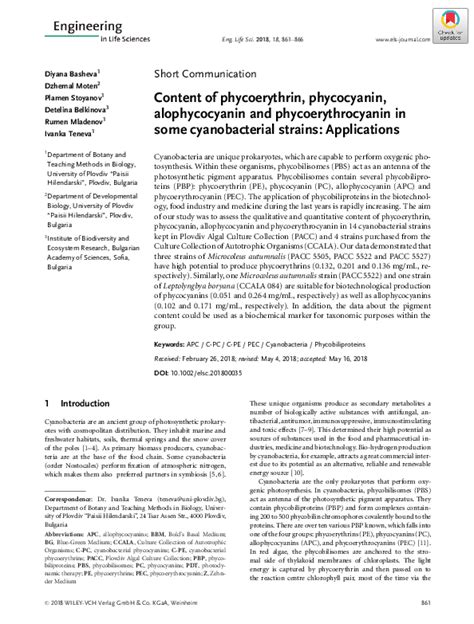 Pdf Content Of Phycoerythrin Phycocyanin Alophycocyanin And