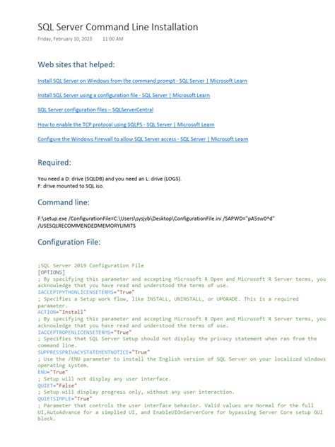 Sql Server Command Line Install 20230210 Pdf Command Line Interface