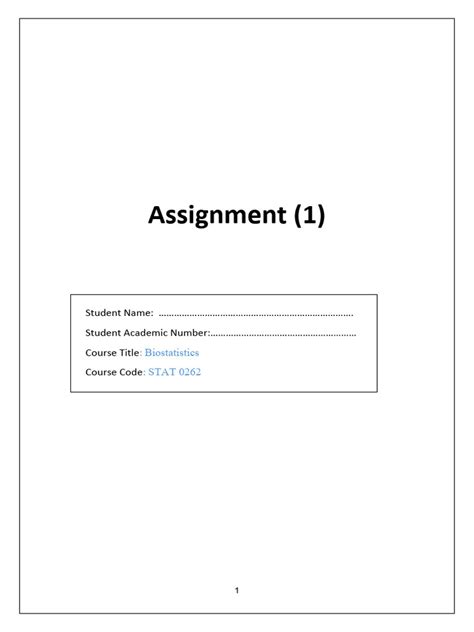 assignment 1 stat 0262 pdf coefficient of variation