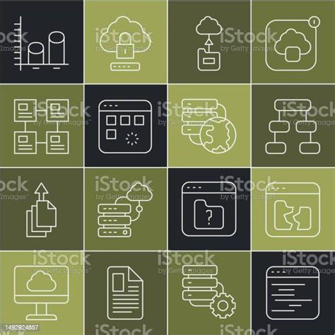 Set Line Software Broken File Hierarchy Organogram Chart Cloud
