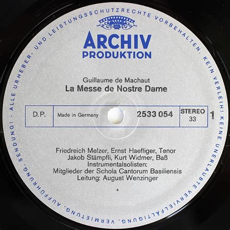 Guillaume De Machaut Friedreich Melzer Ernst Haefliger Tenor • Prof Jakob Stämpfli Kurt