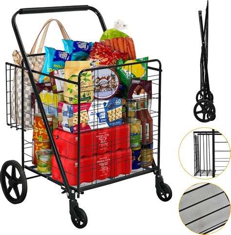 Dwvo Folding Shopping Cart With Wheels Rolling Foldable