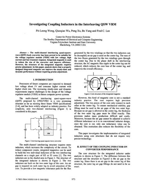 Coupling Inductors In Qsw Vrm Design Pdf Inductance Inductor