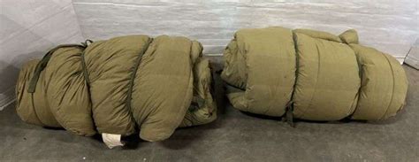 2 Vintage 1970s Us Army Sleeping Bags Mummy Style Feather Filled